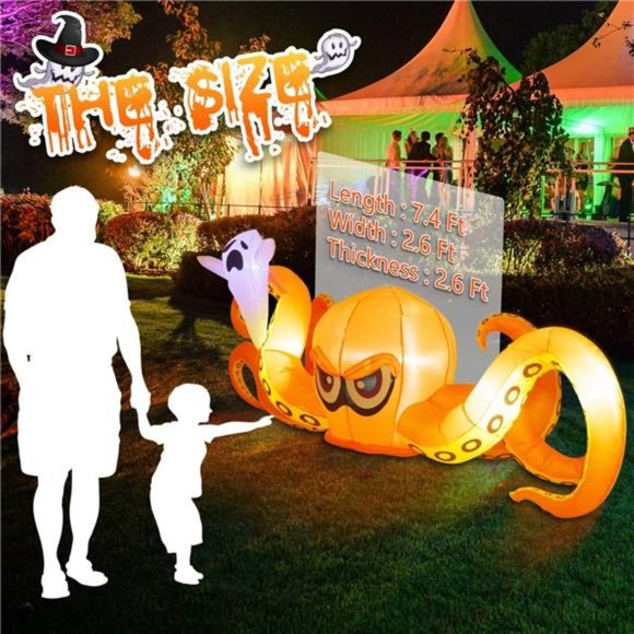 Holiday | Halloween Inflatables Giant Octopus Catching Ghost N 74 Ft ...